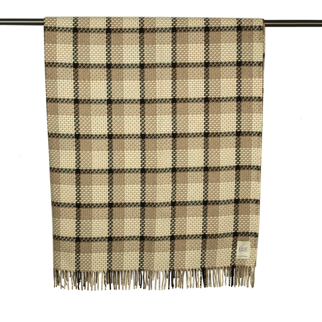 Lovat "Coorie Doon" throw blanket in coffee, cream, and mocha country plaid lambswool – No Man ...