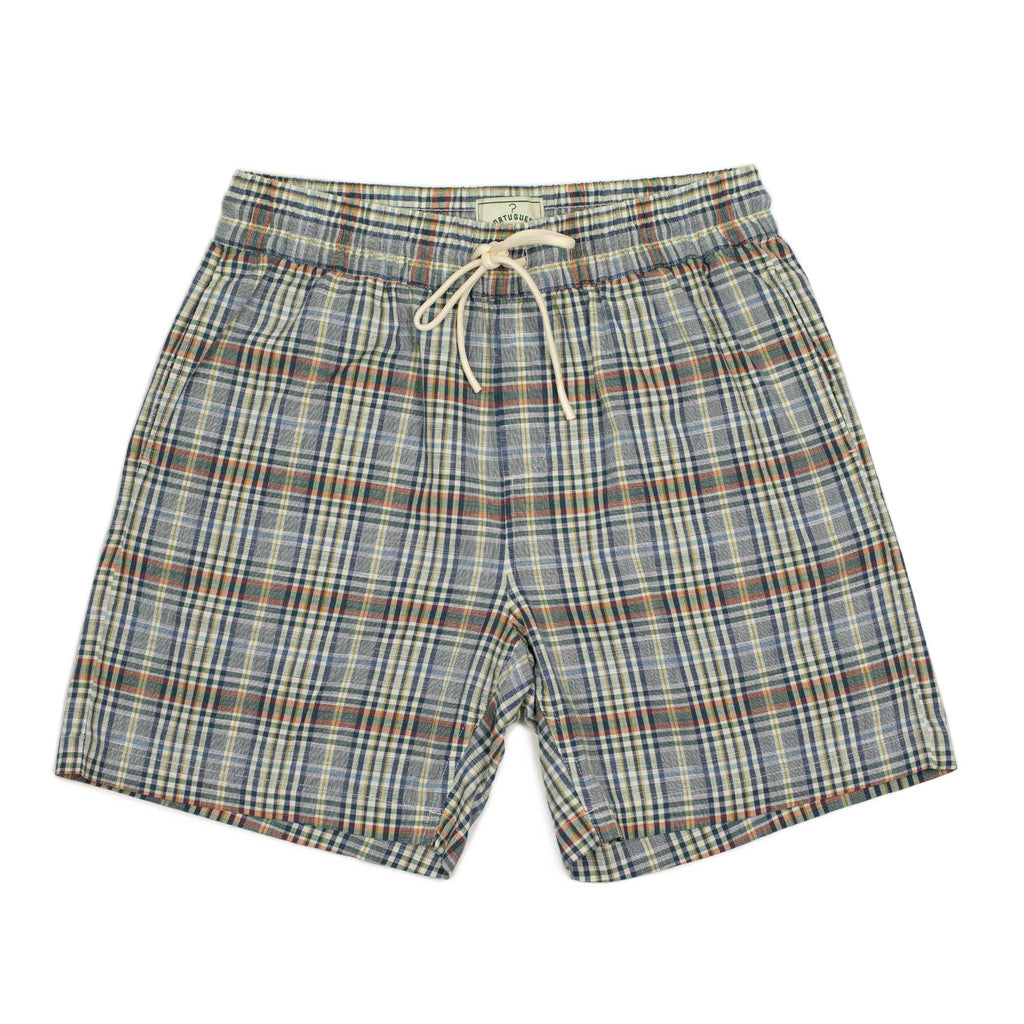 Portuguese Flannel Summer Plaid easy shorts in blue, white, and green ...