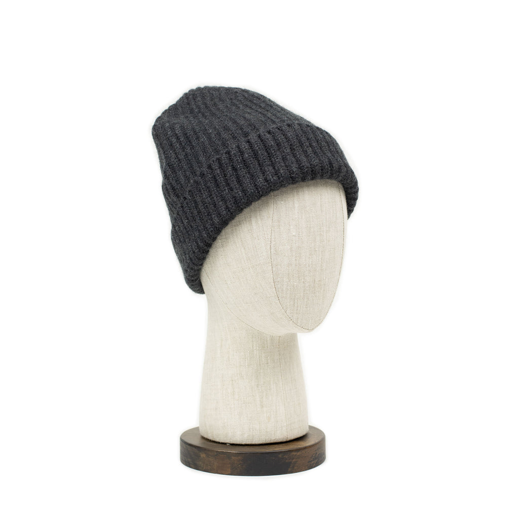 William Lockie Ribbed hat in Charcoal 4-ply Geelong wool – No Man Walks ...