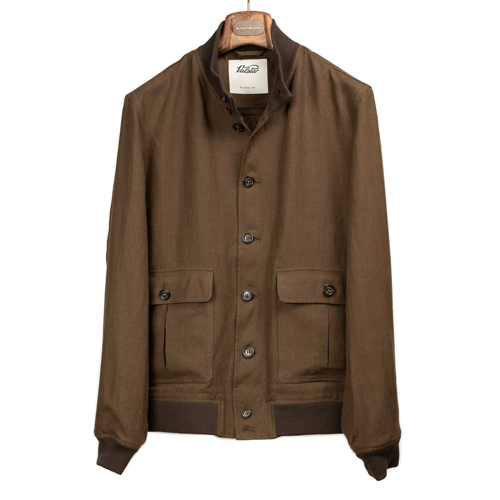 Valstar Valstarino bomber jacket in Chocolate brown linen, unlined – No ...