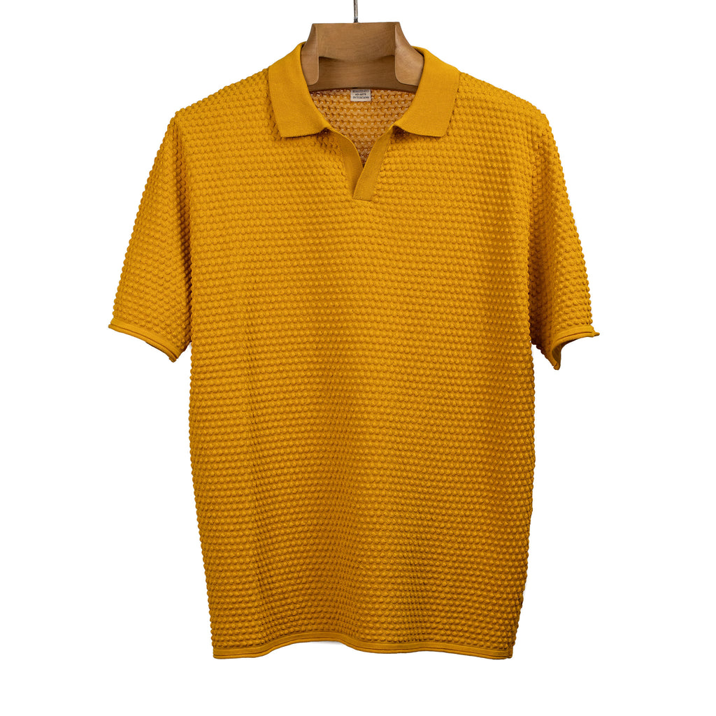 GRP Bubble-knit short sleeve polo shirt in goldenrod cotton (restock ...