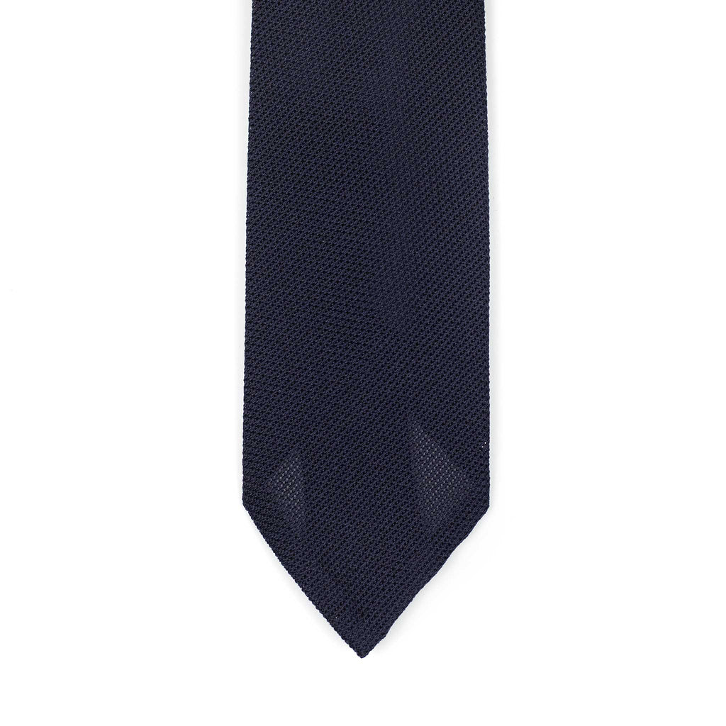 Bigi FW25 Garza Fina grenadine tie in navy blue silk – No Man Walks Alone