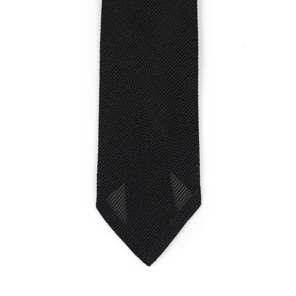 Bigi FW25 Garza Fina grenadine tie in black silk – No Man Walks Alone
