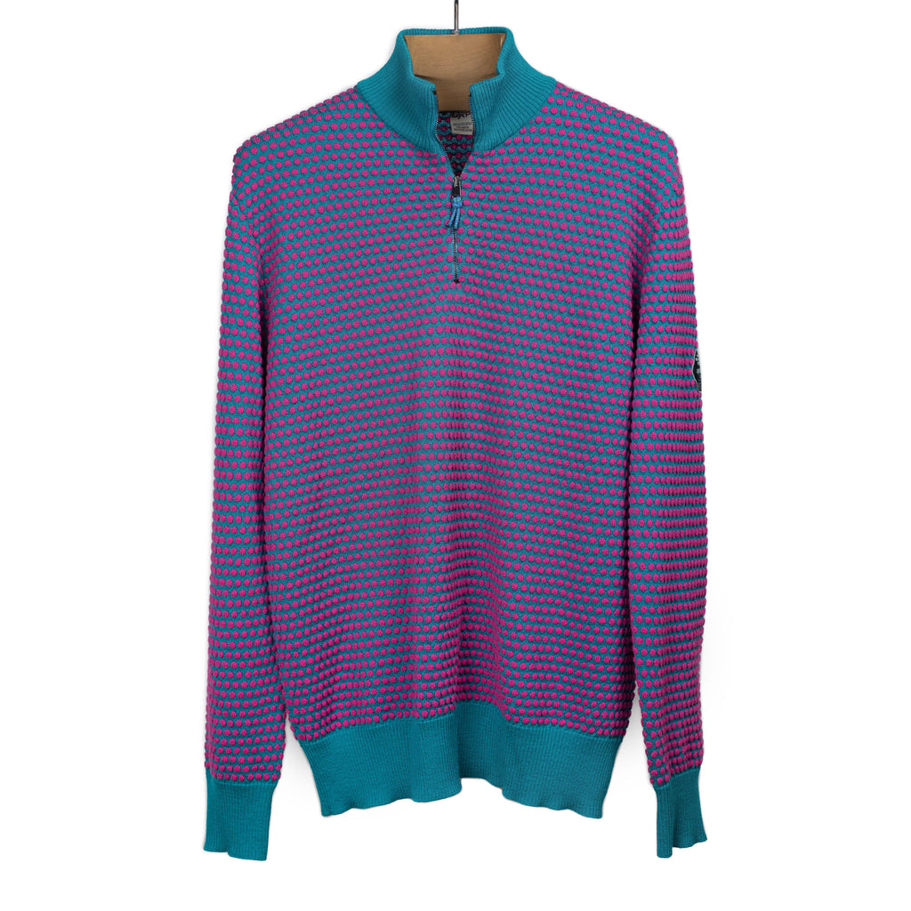 GRP FW25 Half-zip sweater in oil fuschia two-tone bubble stitch merino ...