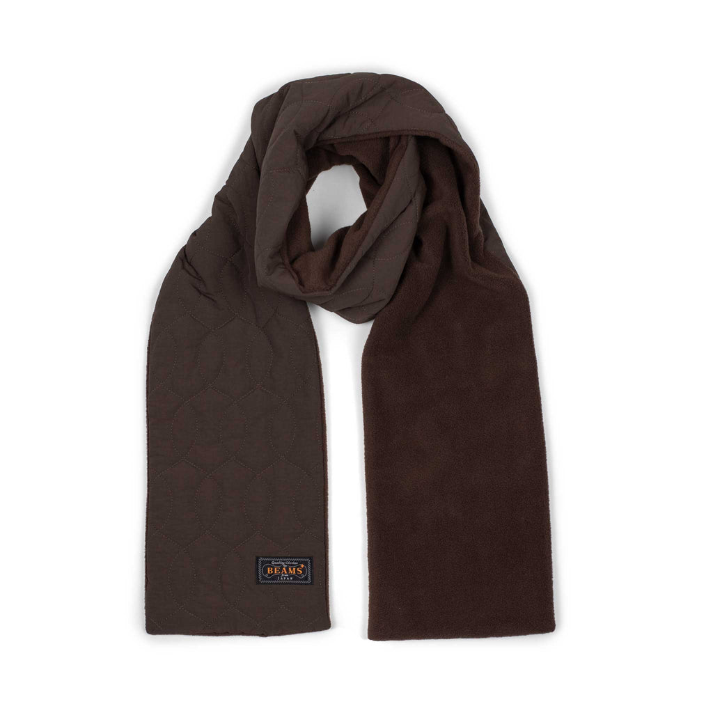 Beams Plus FW25 Double-faced scarf in brown boa and quilted polyester ...