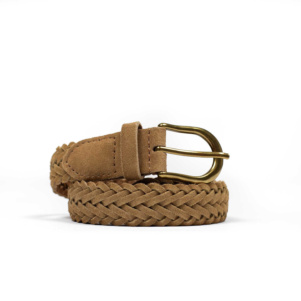Beams Plus SS26 Woven belt in honey tan suede (restock) – No Man Walks ...