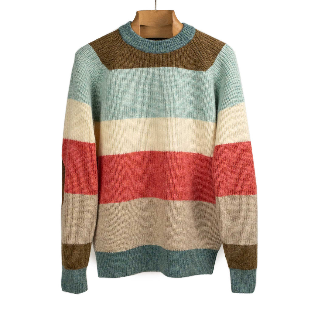 Beams Plus FW25 Chunky ribbed sweater in multi color stripe wool ...
