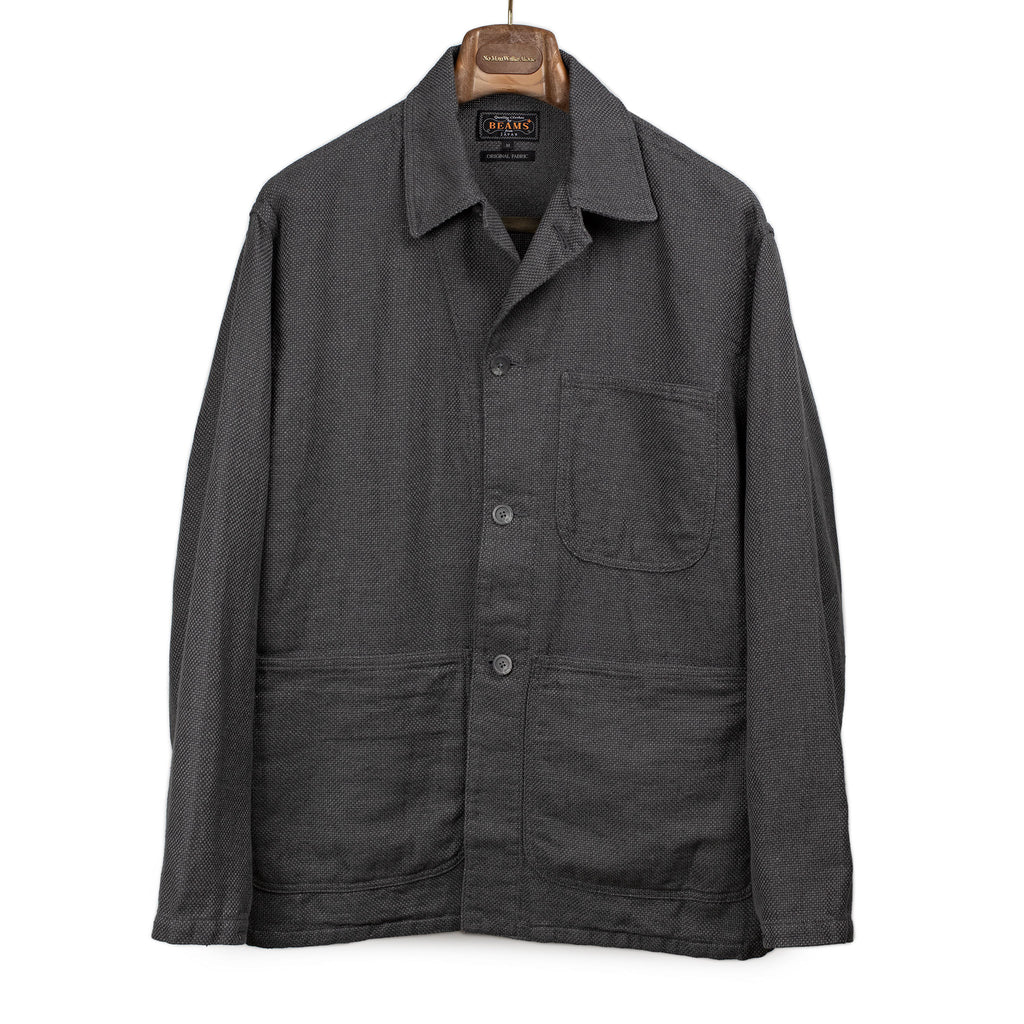 Beams Plus SS26 MIL chore coat in dark grey linen and cotton ...