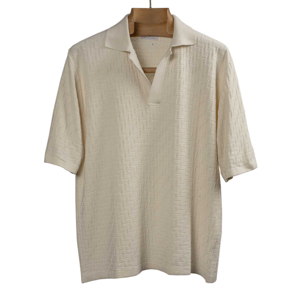 CAMO SS25 Zane skipper polo in cream staircase pure silk bourette – No ...