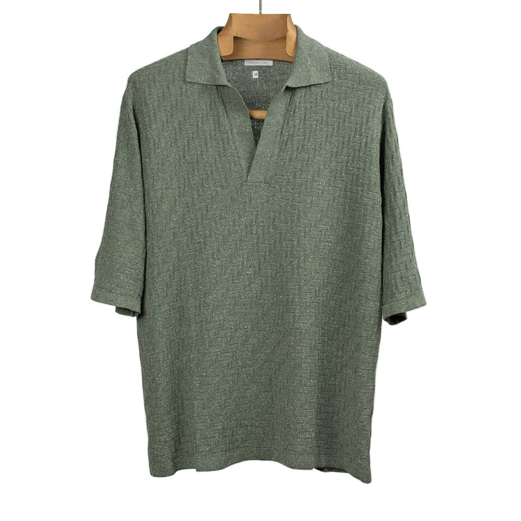 CAMO SS25 Zane skipper polo in olive staircase pure silk bourette – No ...