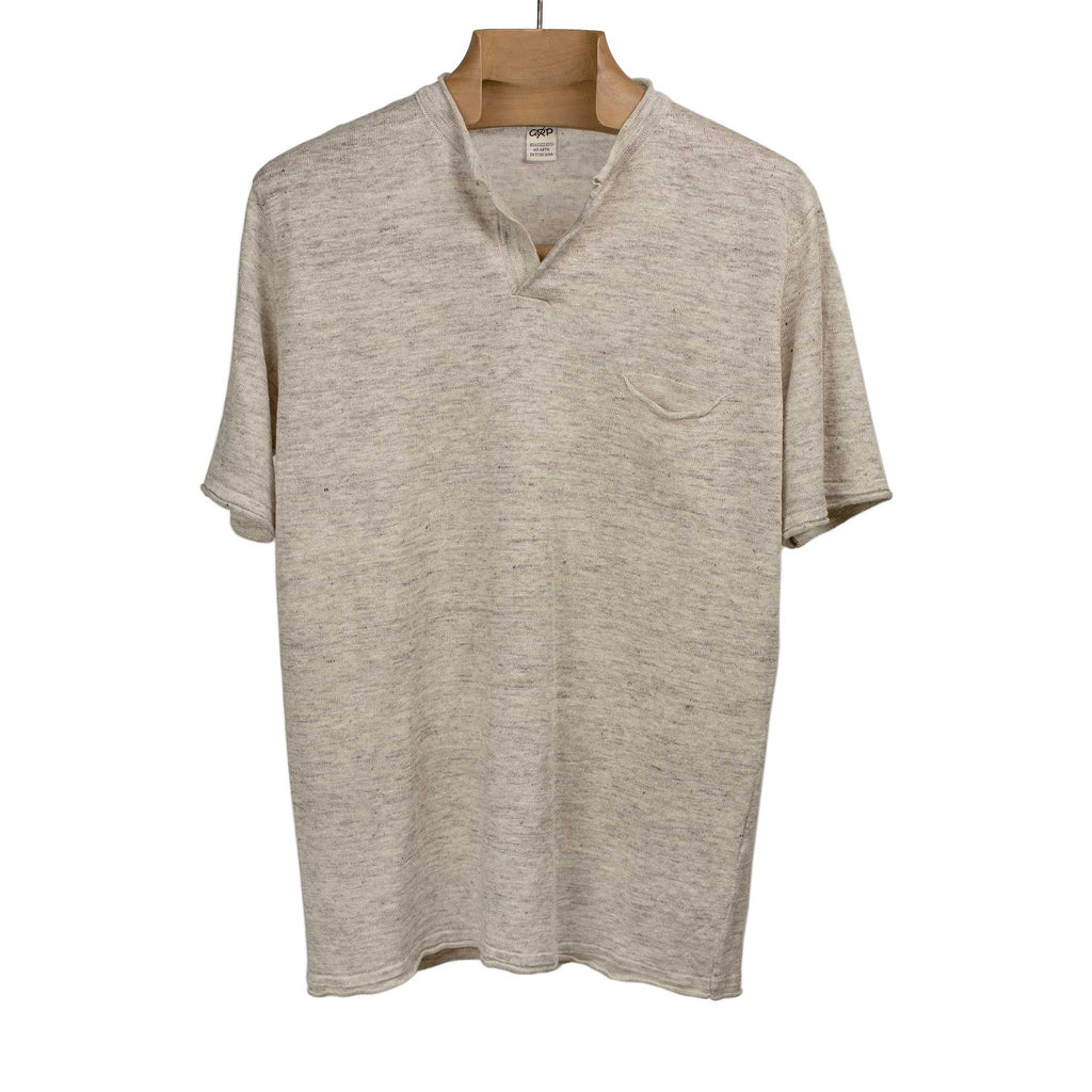 GRP Knit short sleeve henley tee in ecru melange linen (restock) – No ...