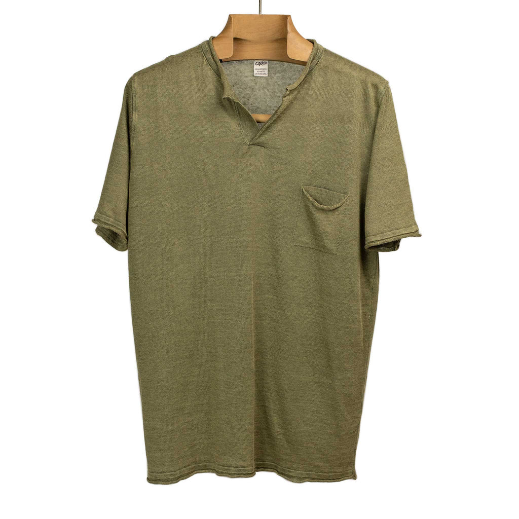 GRP Knit short sleeve henley tee in military green linen (restock) – No ...