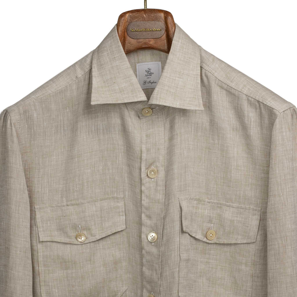 G. Inglese SS25 Exclusive Work Shirt in beige linen – No Man Walks Alone