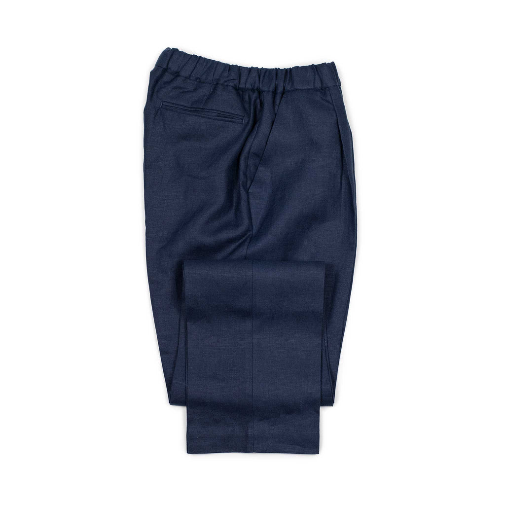 Informale SS25 Pleated easy pants in indigo blue midweight linen – No ...