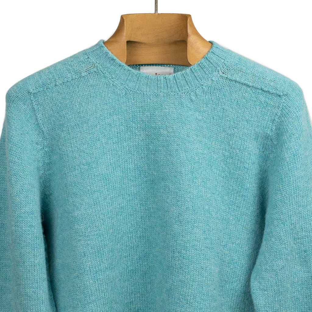 Jamieson's FW25 Shetland wool crewneck sweater, light blue – No Man ...