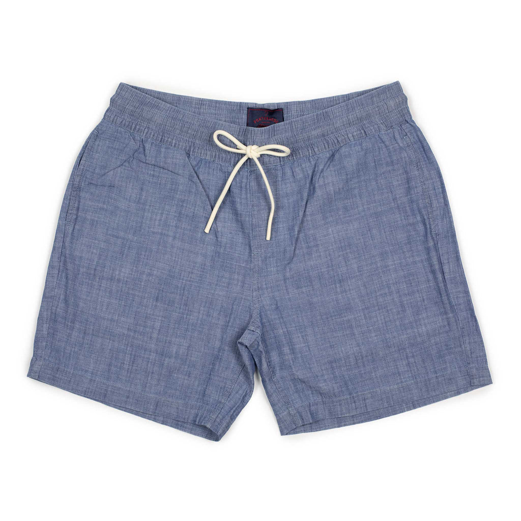 Portuguese Flannel Chambray easy shorts in washed blue cotton chambray ...