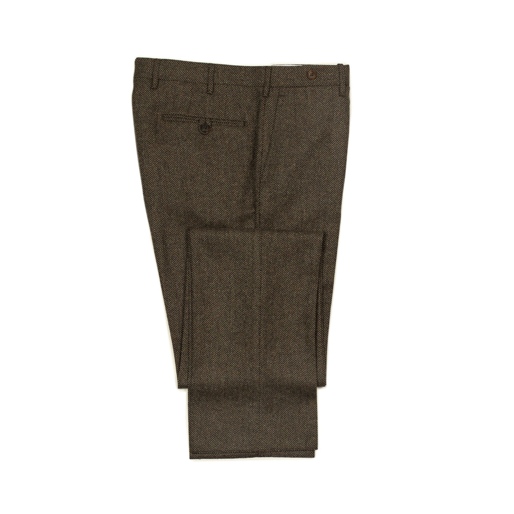 Rota FW24 Mid-rise belt loop trousers in brown tweed-like herringbone ...