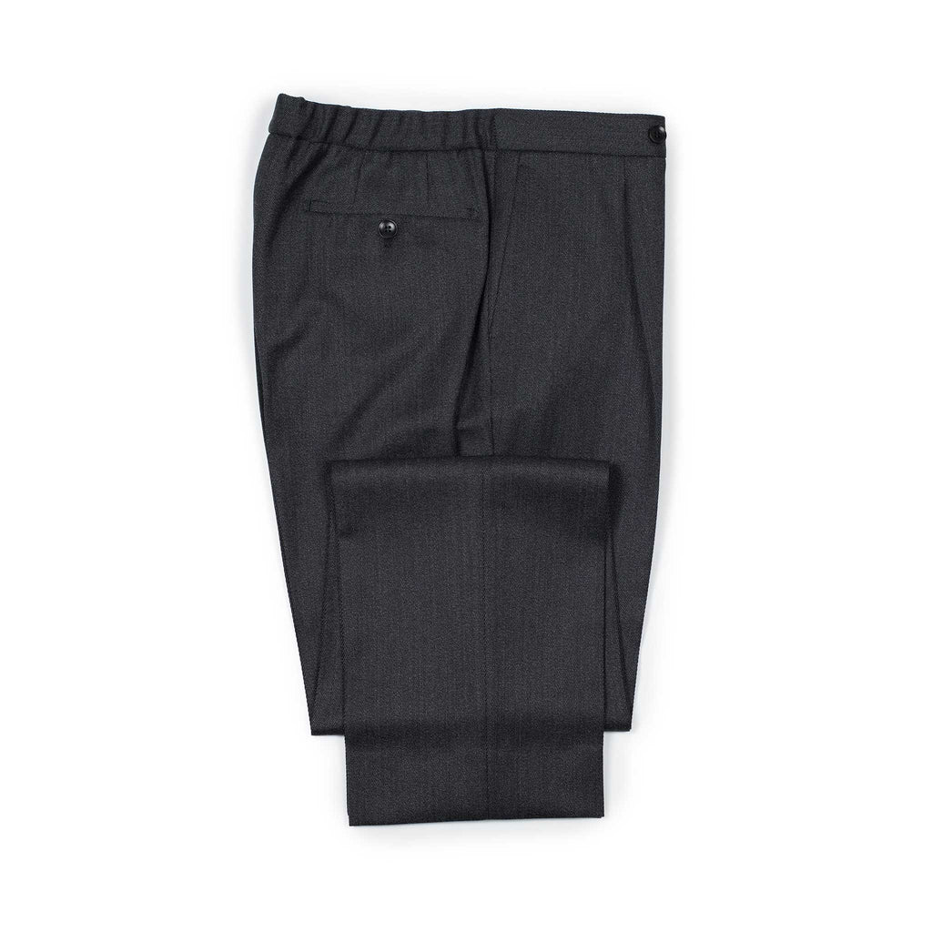 Rota FW25 Pleated easy pants in charcoal melange cavalry twill wool ...