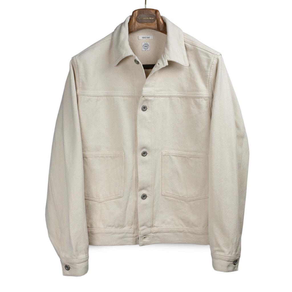 Seuvas FW25 Trucker jacket in undyed Kurashiki herringbone cotton – No ...