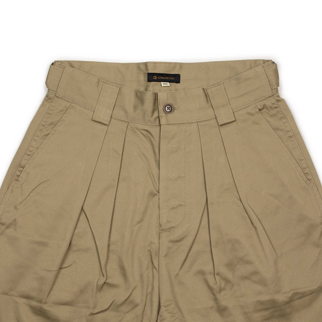StandardTypes Pleated side tab chinos in beige cotton twill – No Man ...