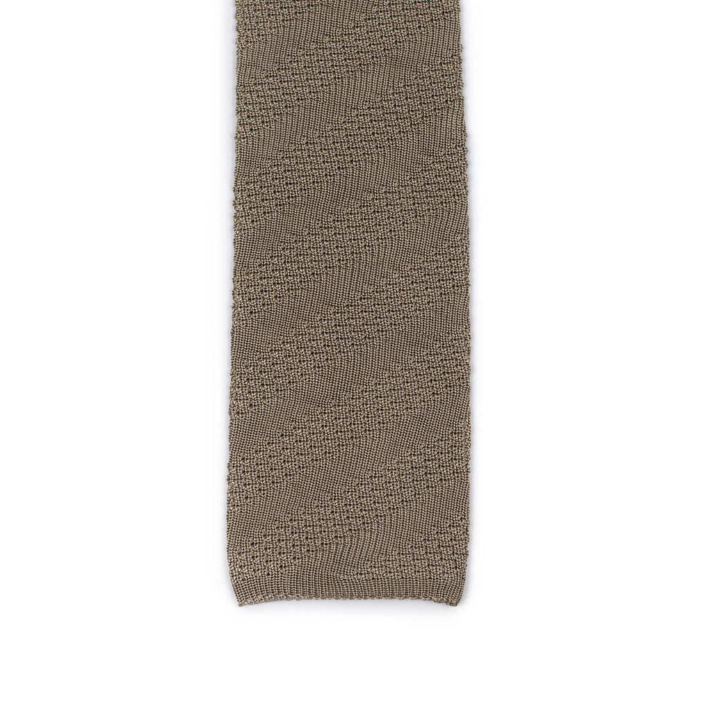 Tie Your Tie FW25 Beige silk knitted tie, self-stripe pattern – No Man ...