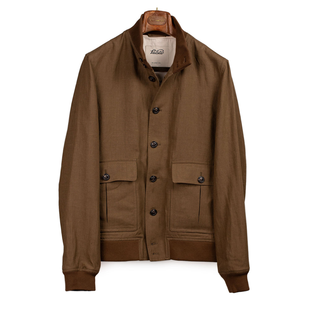 Valstar SS25 Valstarino bomber jacket in Ghianda brown linen, unlined ...