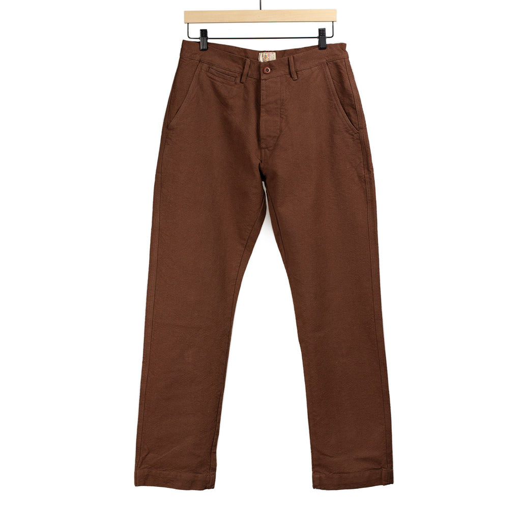Wythe SS25 Flat front chino in chocolate brown rustic cotton/linen ...