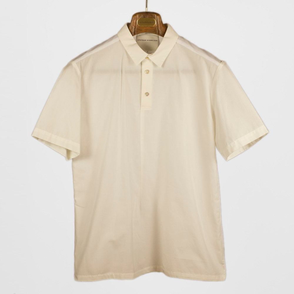 Poison polo shirt in "bone" off-white cotton with white cotton jersey ...
