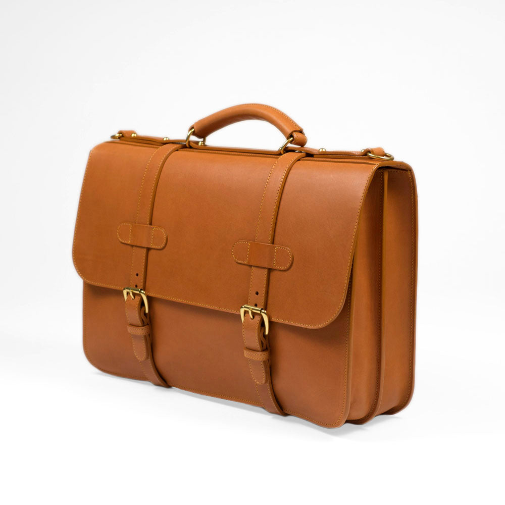 Frank Clegg English Briefcase in Tan harness belting leather – No Man ...