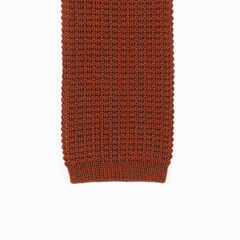 Rust square bottom cotton knit tie – No Man Walks Alone