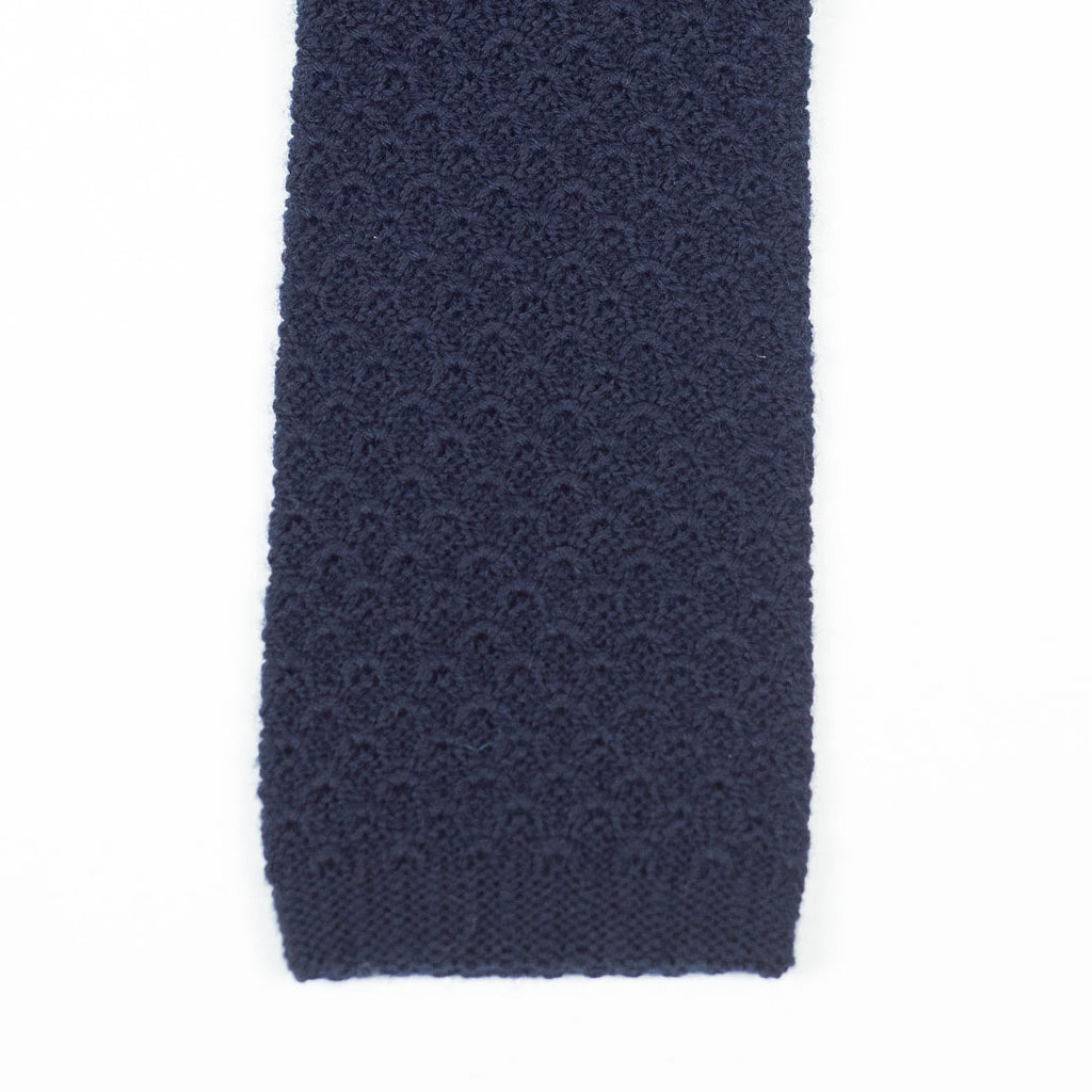Navy basketweave lambswool knit tie – No Man Walks Alone