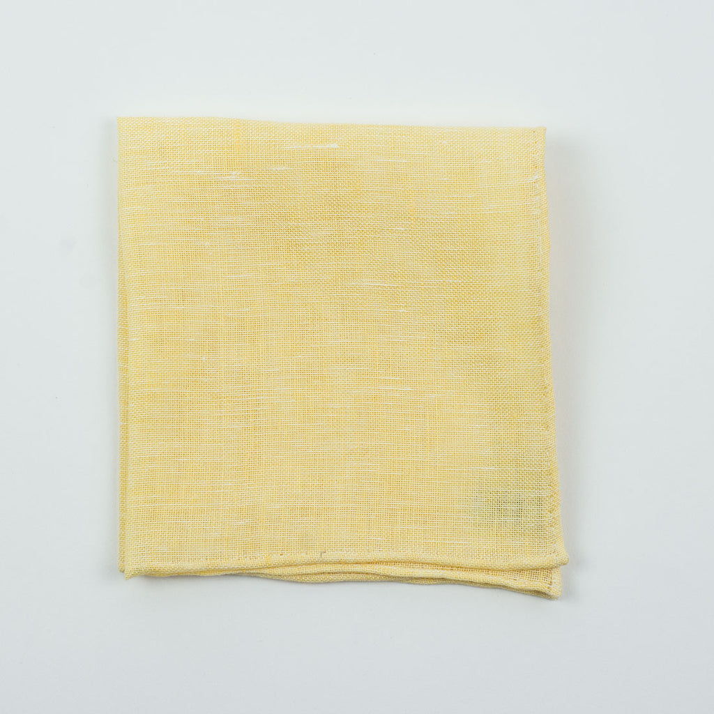 Solid maize linen pocket square – No Man Walks Alone