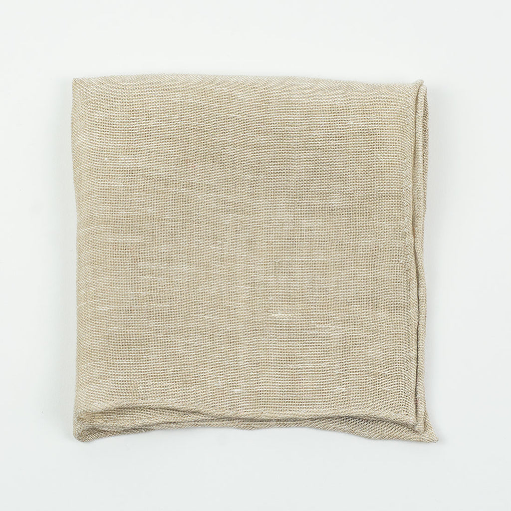 Solid natural linen pocket square – No Man Walks Alone