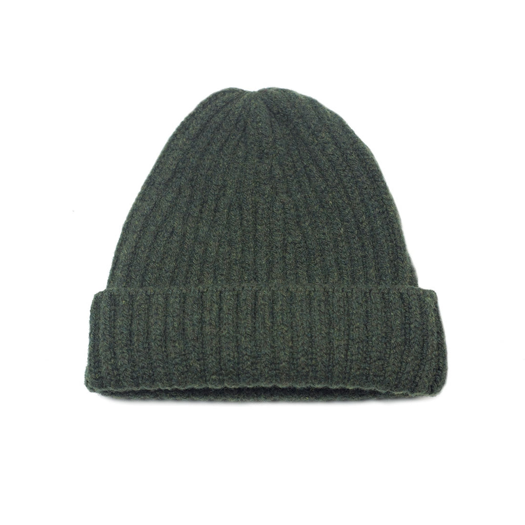 "Alpine" green classic ribbed fisherman merino wool hat – No Man Walks ...