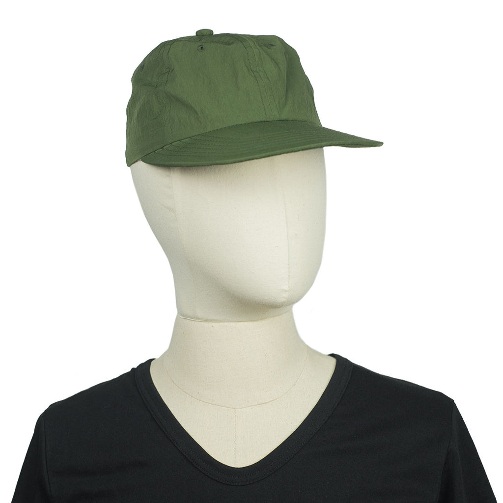 Journey cap in olive green nylon taffeta – No Man Walks Alone