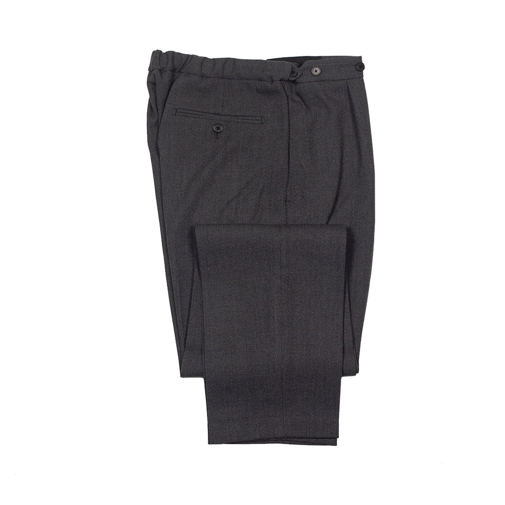 Easy pants with side tabs in grey wool twill – No Man Walks Alone