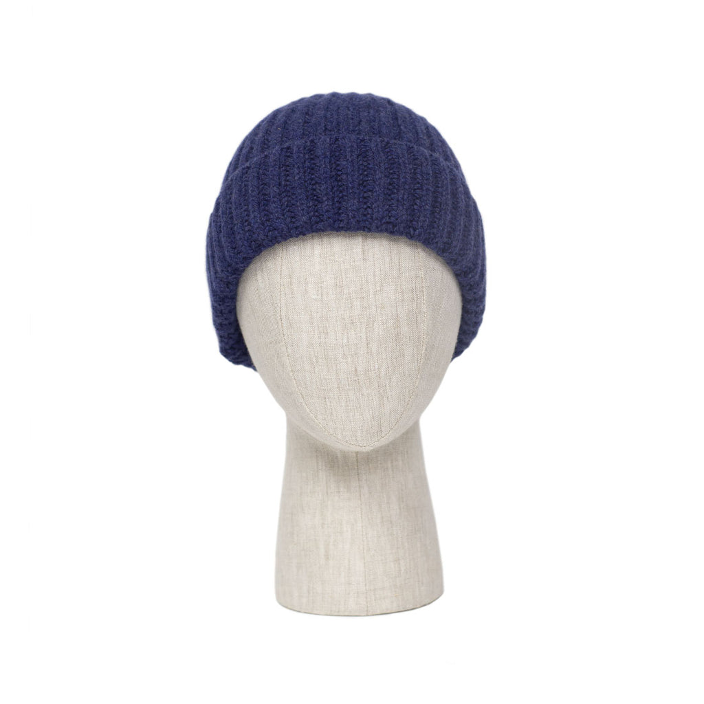 "Magellan" blue classic ribbed fisherman merino wool hat – No Man Walks ...