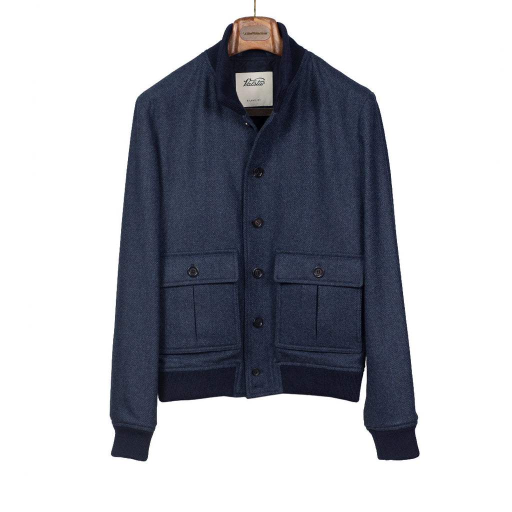 Blue herringbone Loro Piana wool tweed Valstarino jacket – No Man Walks ...