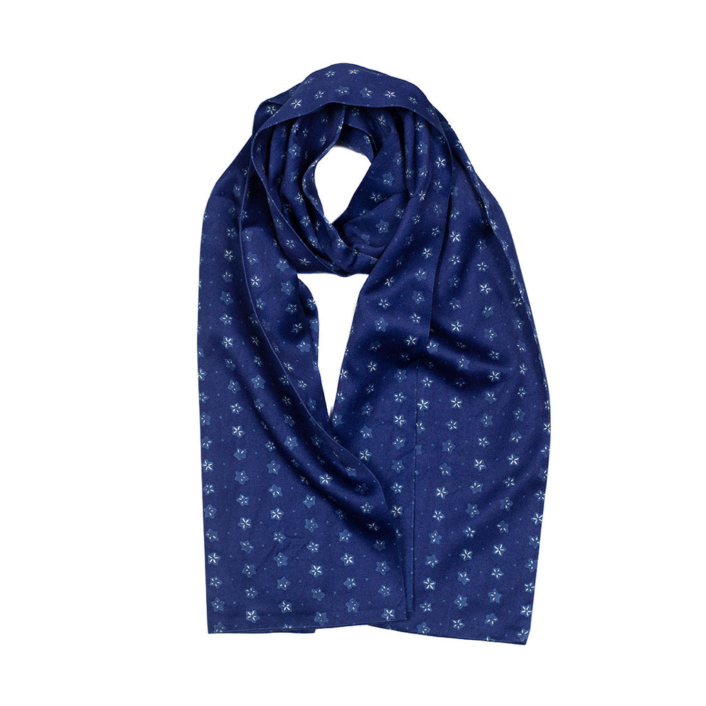 Bassen dyed heavy rayon stole in Komon balloon flower pattern indigo ...