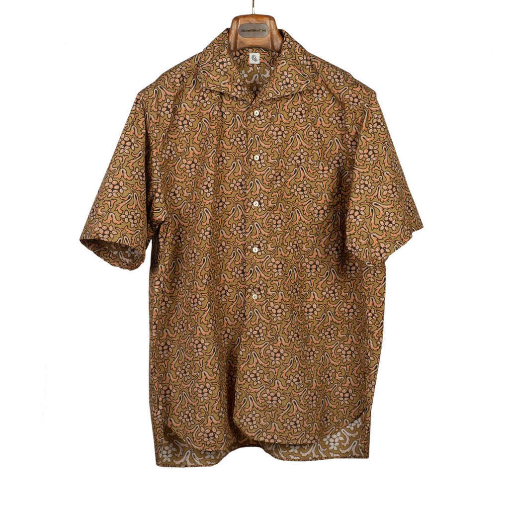 Italian collar shirt in ochre, peach, and brown vintage floral – No Man ...