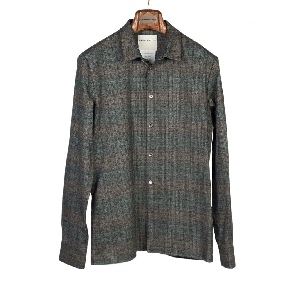 Stephan Schneider "Remote" shirt in grey and brown gradient check ...