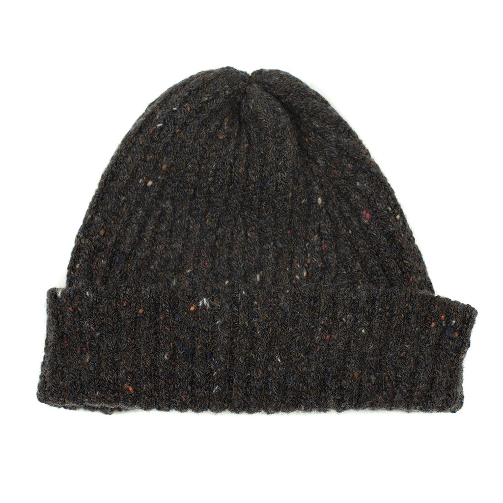 Inis Meain "Sligo" dark brown wool and cashmere donegal ribbed knit ...