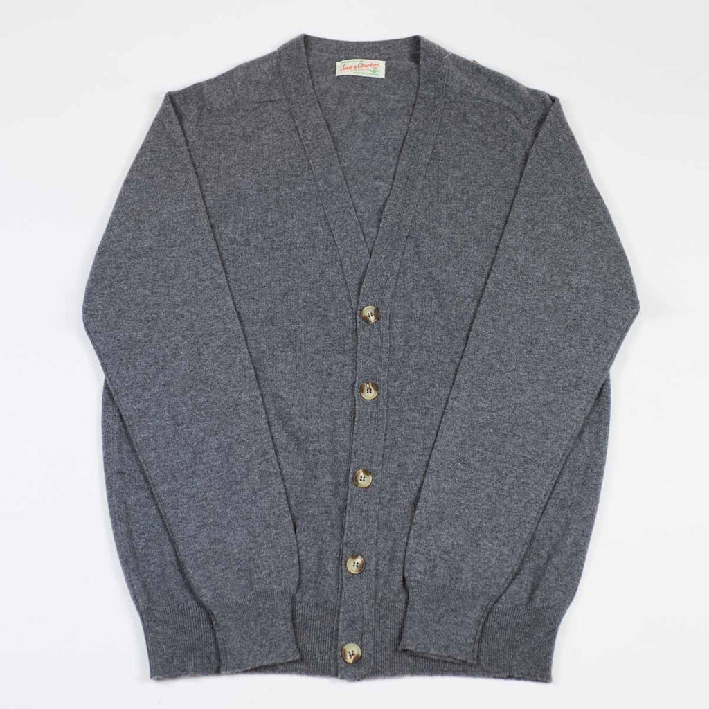 Smog grey slim fit 2-ply cashmere cardigan – No Man Walks Alone