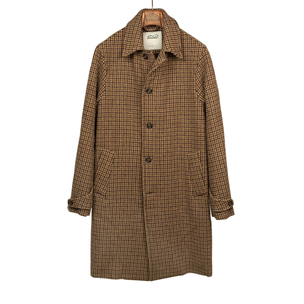Valstar Milano overcoat in beige and brown lambswool gunclub check – No ...