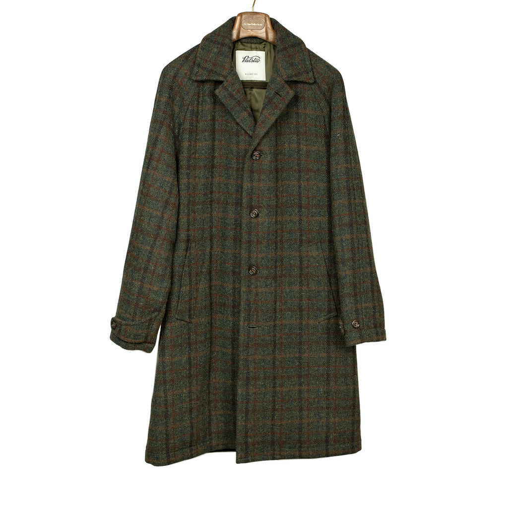 Valstar Raglan Milano overcoat in olive and rust Harris Tweed wool ...