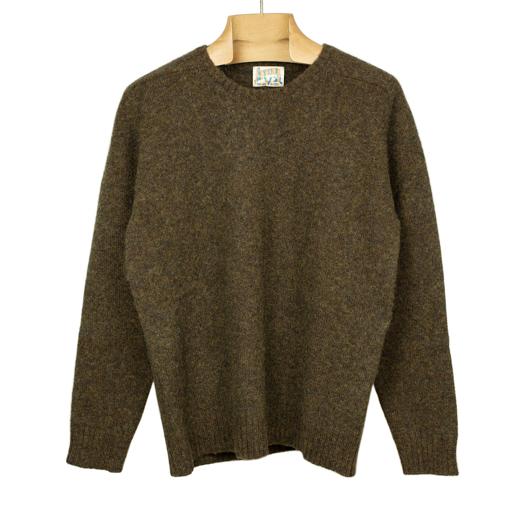 Wythe Saddle shoulder sweater in "Cocoa Brown" washed shetland wool ...