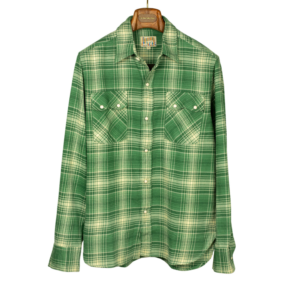 Wythe Washed flannel pearlsnap in "Evergreen Pines" rodeo plaid cotton ...