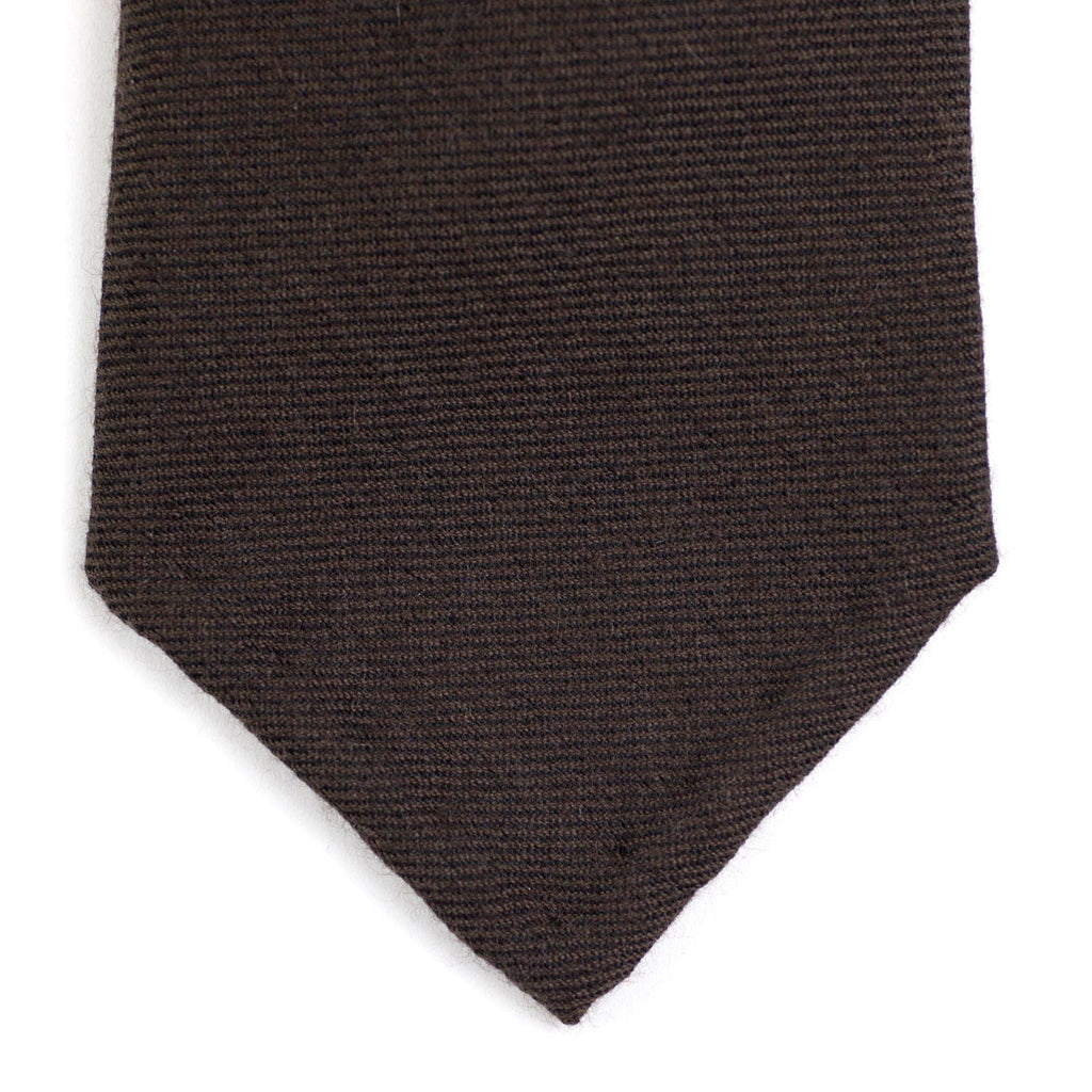 Untipped solid brown "repp"cashmere tie, handrolled edges – No Man ...